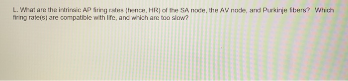 Solved L. What are the intrinsic AP firing rates (hence, HR) | Chegg.com