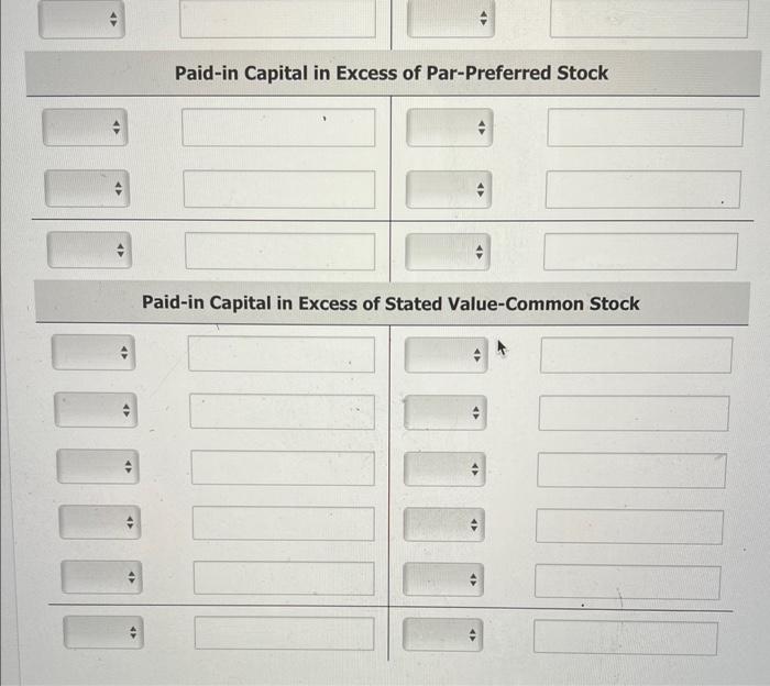 Solved Preferred Stock Common Stock Paid-in Capital in | Chegg.com