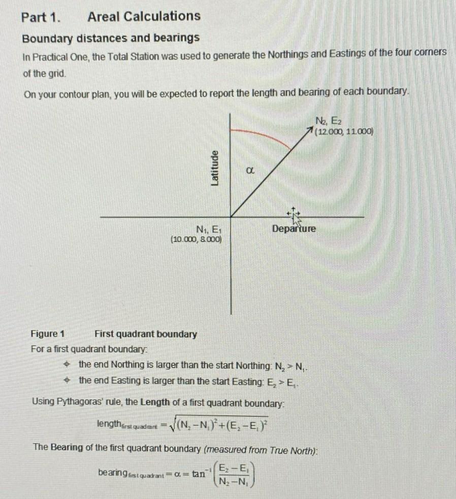 Solved Part 1. Areal Calculations Boundary distances and | Chegg.com