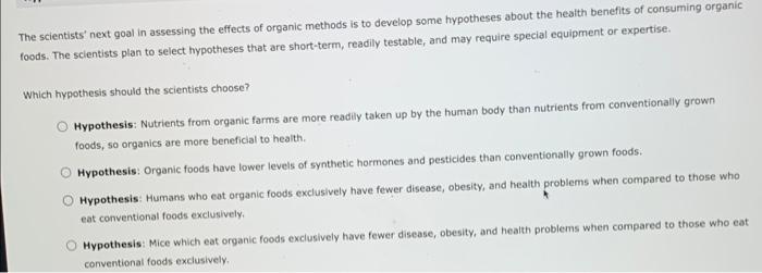 Solved - A= testable hypothesis (requires no special | Chegg.com