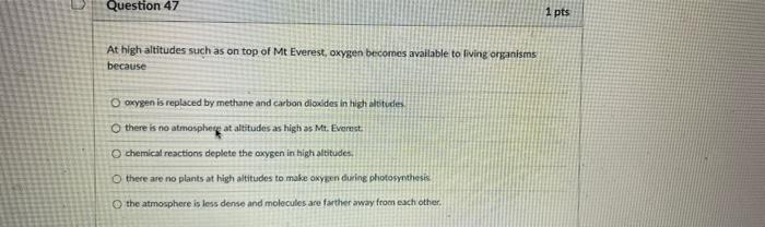 Solved At high altitudes such as on top of Mt Everest, | Chegg.com