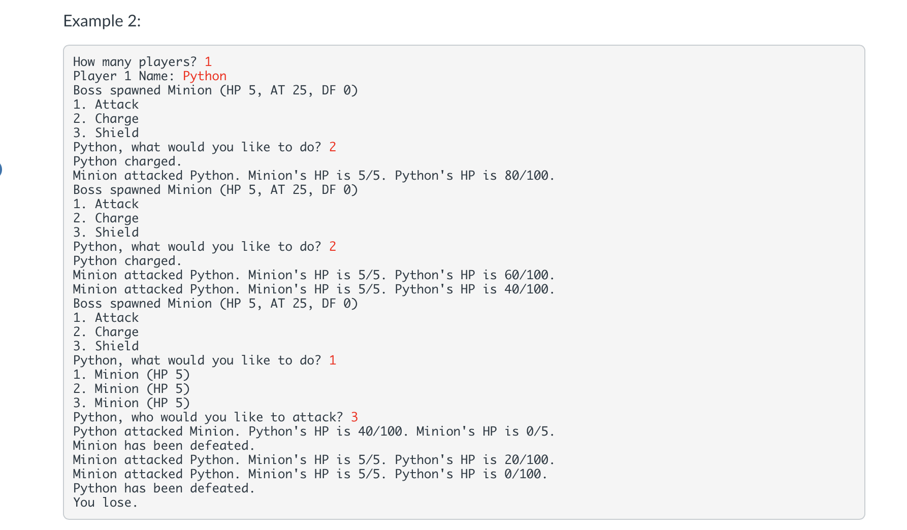 Example 2:How many players? 1Player 1 ﻿Name: | Chegg.com
