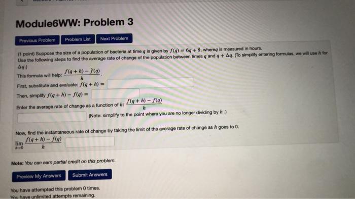 Solved Module6WW: Problem 3 Previous Problem Probler List | Chegg.com