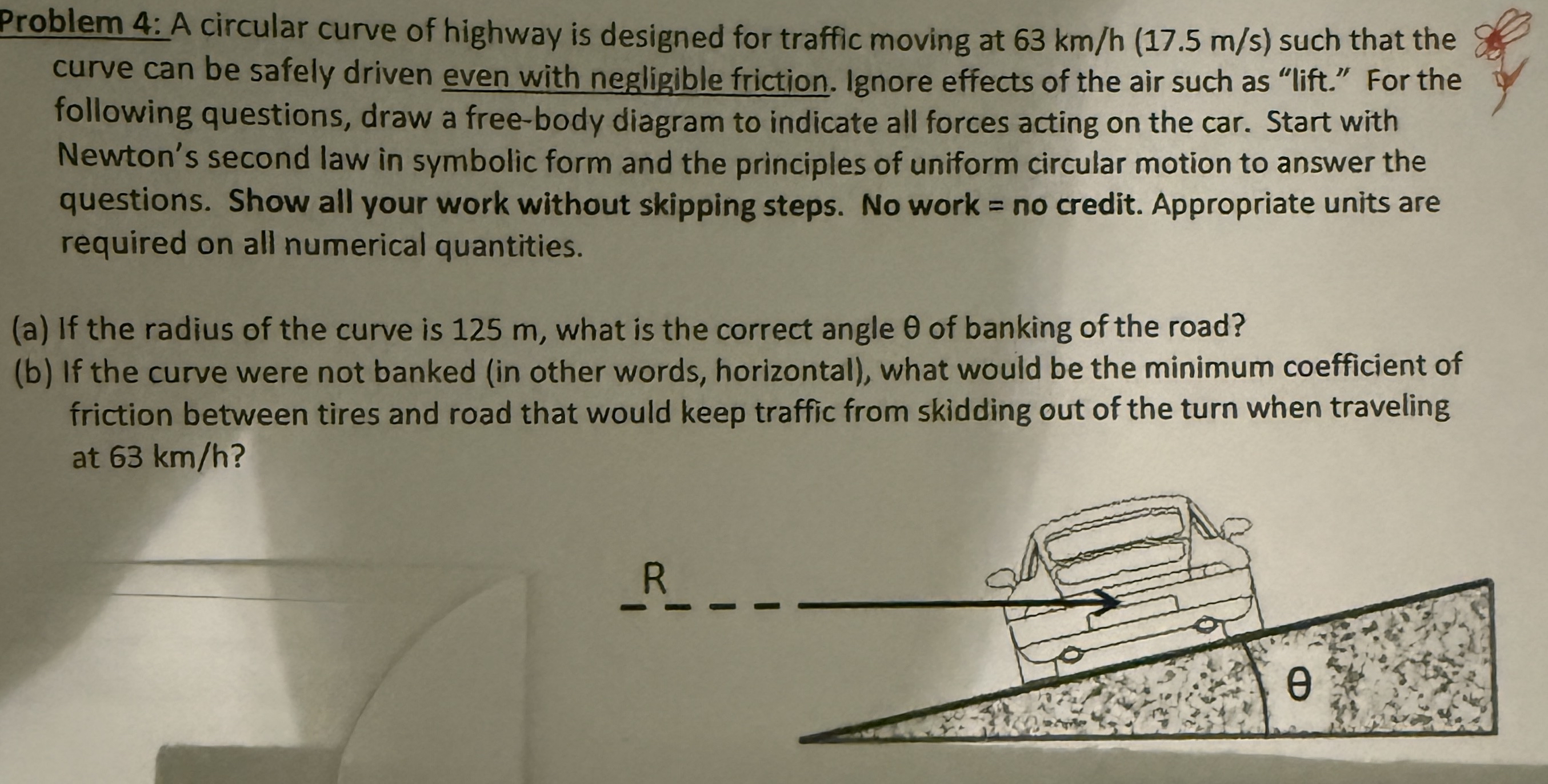 Solved Problem 4: A circular curve of highway is designed | Chegg.com