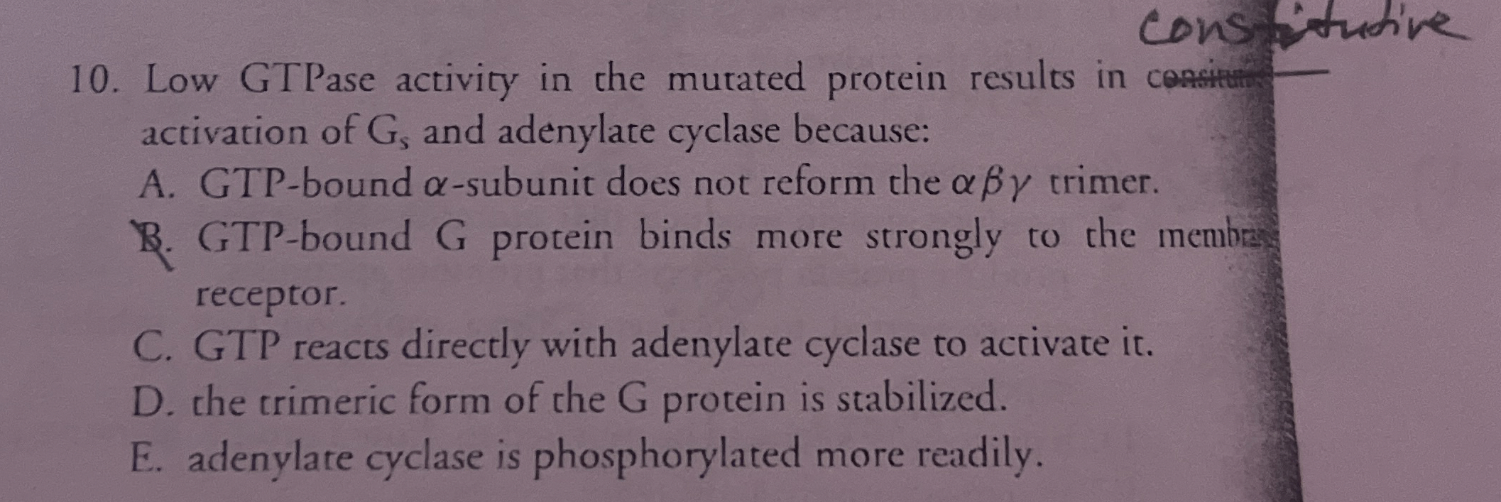 Solved Low GTPase activity in the mutated protein results | Chegg.com