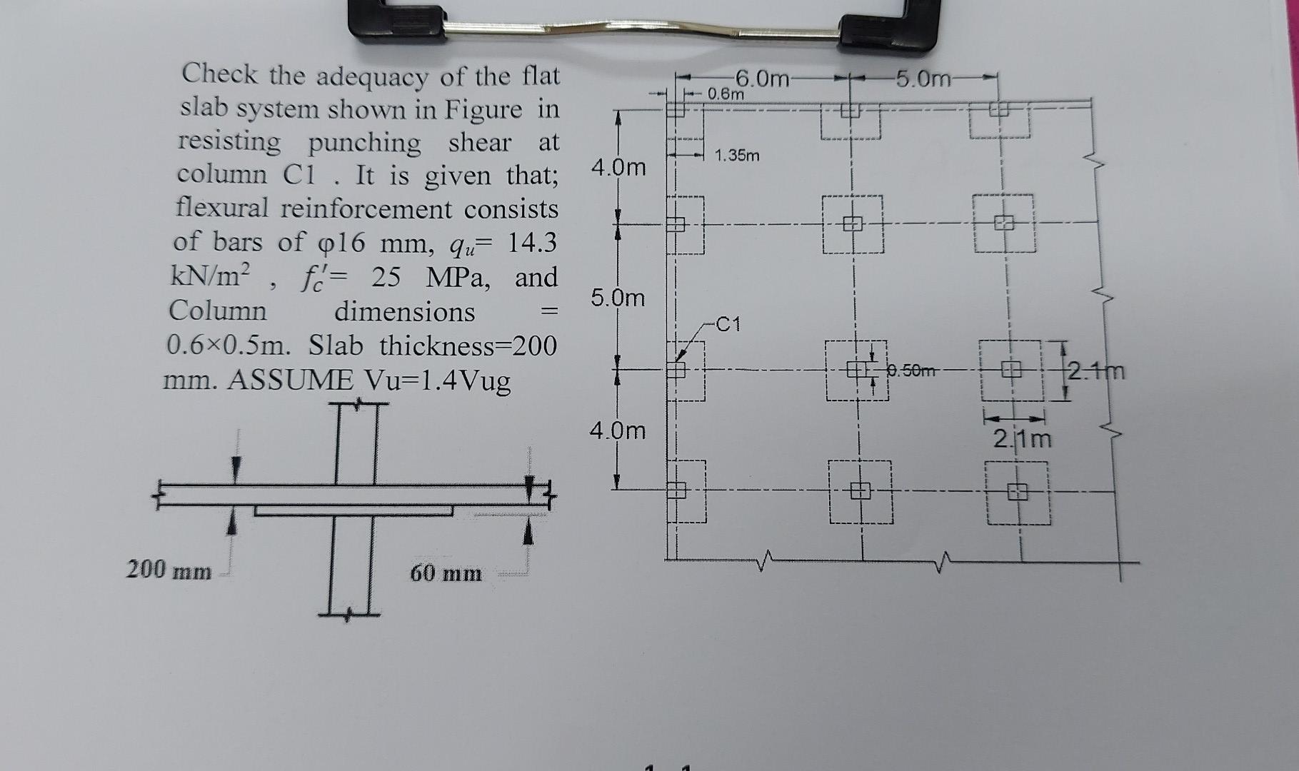 Solved Check the adequacy of the flat slab system shown in | Chegg.com