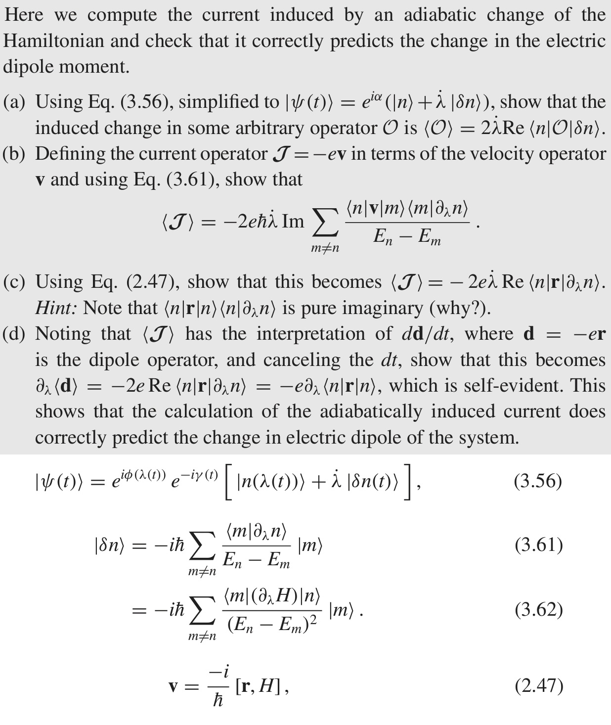 Solved Here we compute the current induced by an adiabatic | Chegg.com