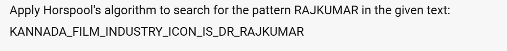 Solved Apply Horspool's algorithm to search for the pattern | Chegg.com