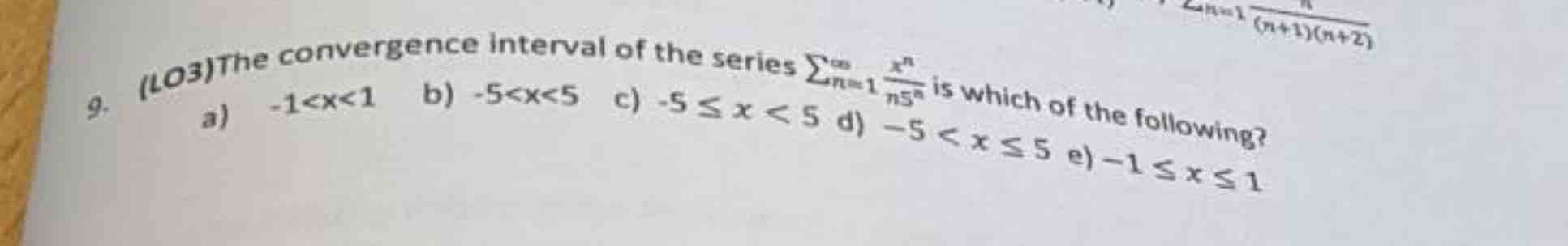 Solved (103) ﻿The convergence interval of the series | Chegg.com