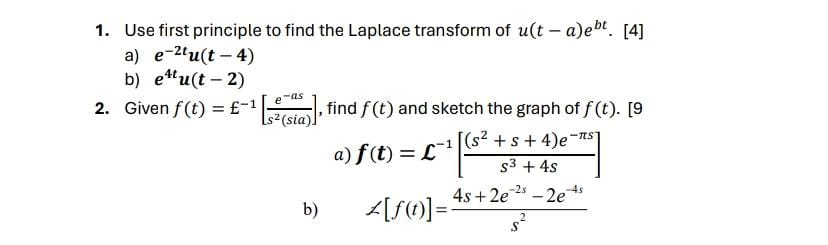 Solved Use first principle to find the Laplace transform of | Chegg.com