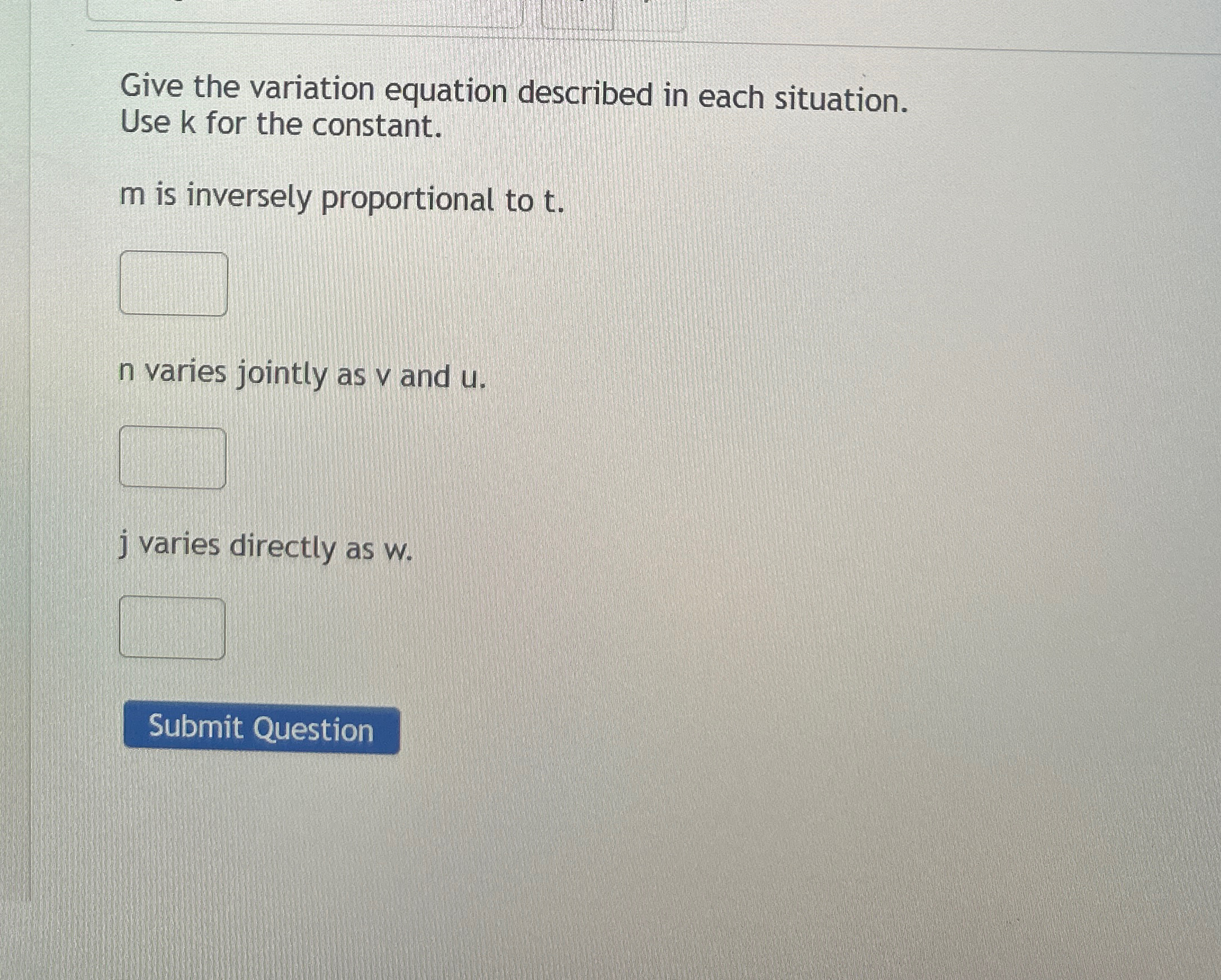 Solved Give the variation equation described in each | Chegg.com