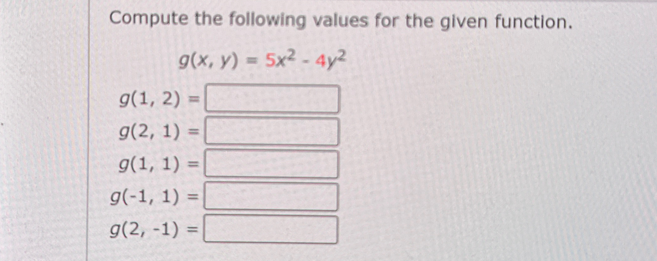 Solved Compute the following values for the given function. | Chegg.com