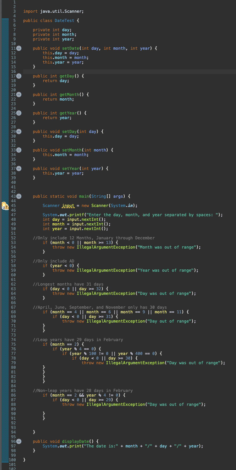 Solved I don't know why my code is not printing the date, | Chegg.com