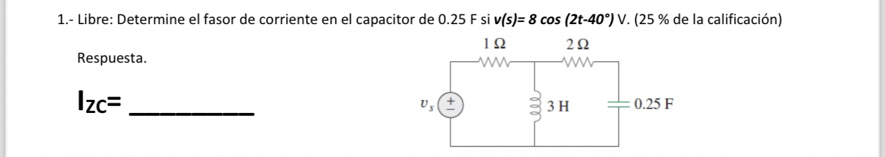 Solved Determine el fasor de corriente en el capacitor de | Chegg.com
