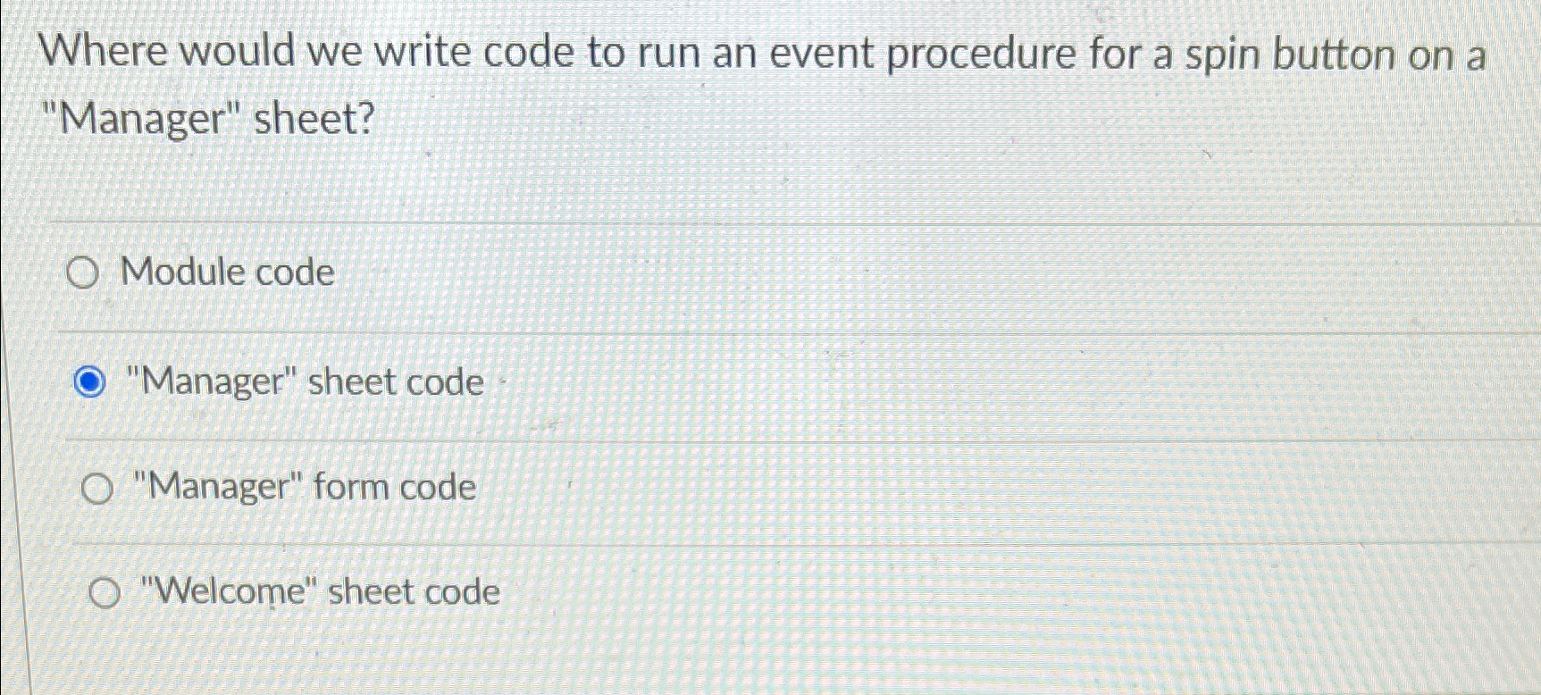 Solved Where would we write code to run an event procedure | Chegg.com