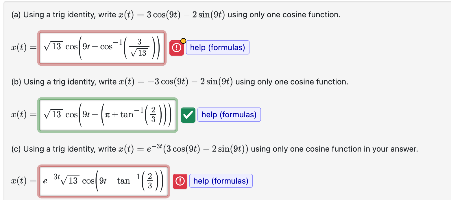 Solved (a) ﻿Using a trig identity, write | Chegg.com