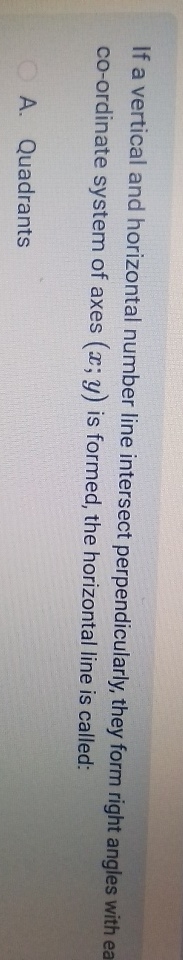Solved If a vertical and horizontal number line intersect | Chegg.com
