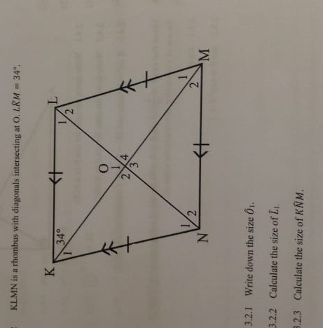 Solved KLMN is a rhombus with diagonals intersecting at O. | Chegg.com