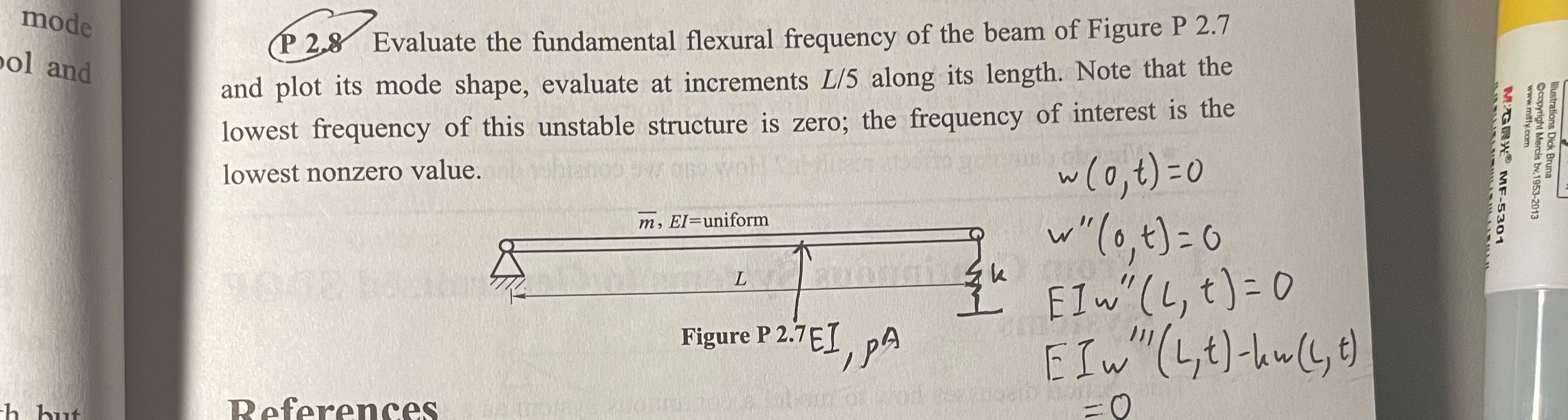 Solved (P 2.8 ﻿Evaluate the fundamental flexural frequency | Chegg.com