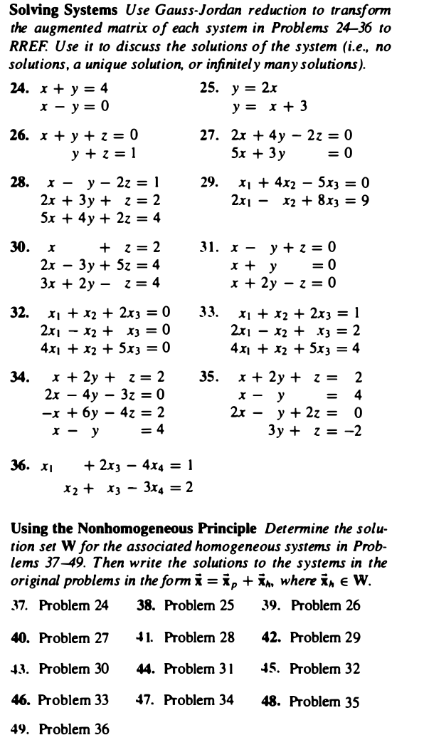 Solved Solving Systems Use Gauss-Jordan reduction to | Chegg.com