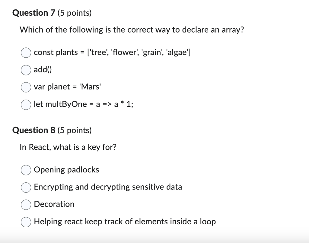 Solved Question 7 (5 ﻿points) ﻿Which of the following is the | Chegg.com