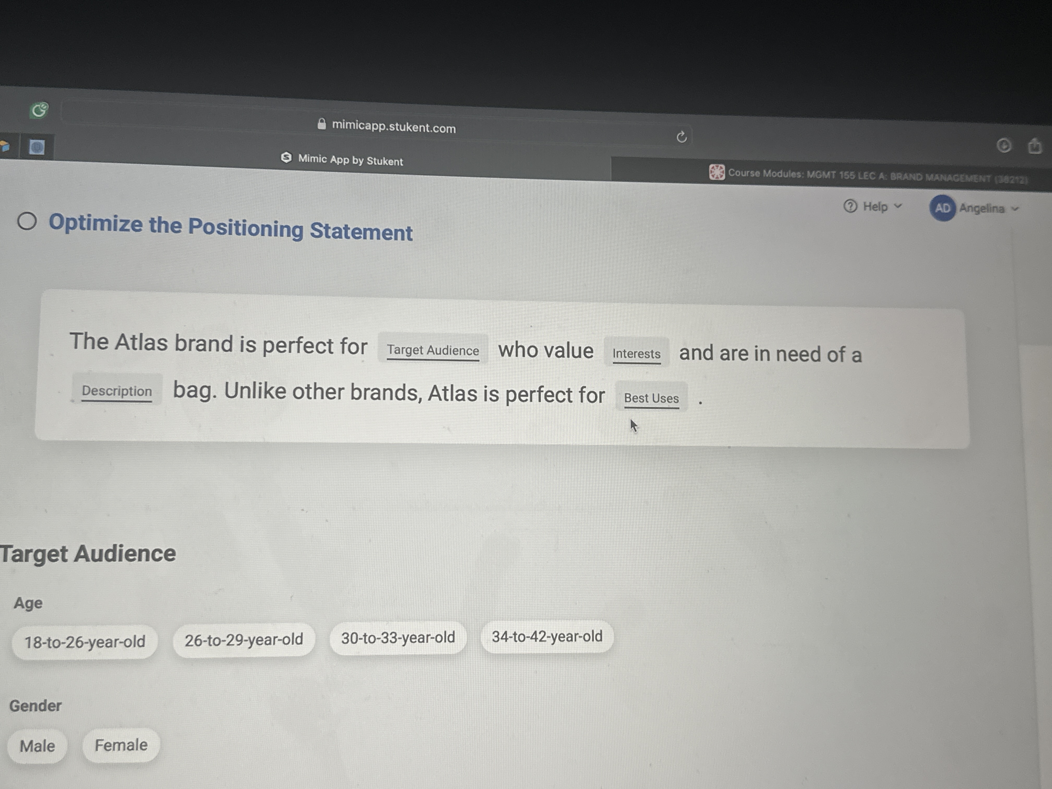 Solved Optimize the Positioning StatementThe Atlas brand is | Chegg.com