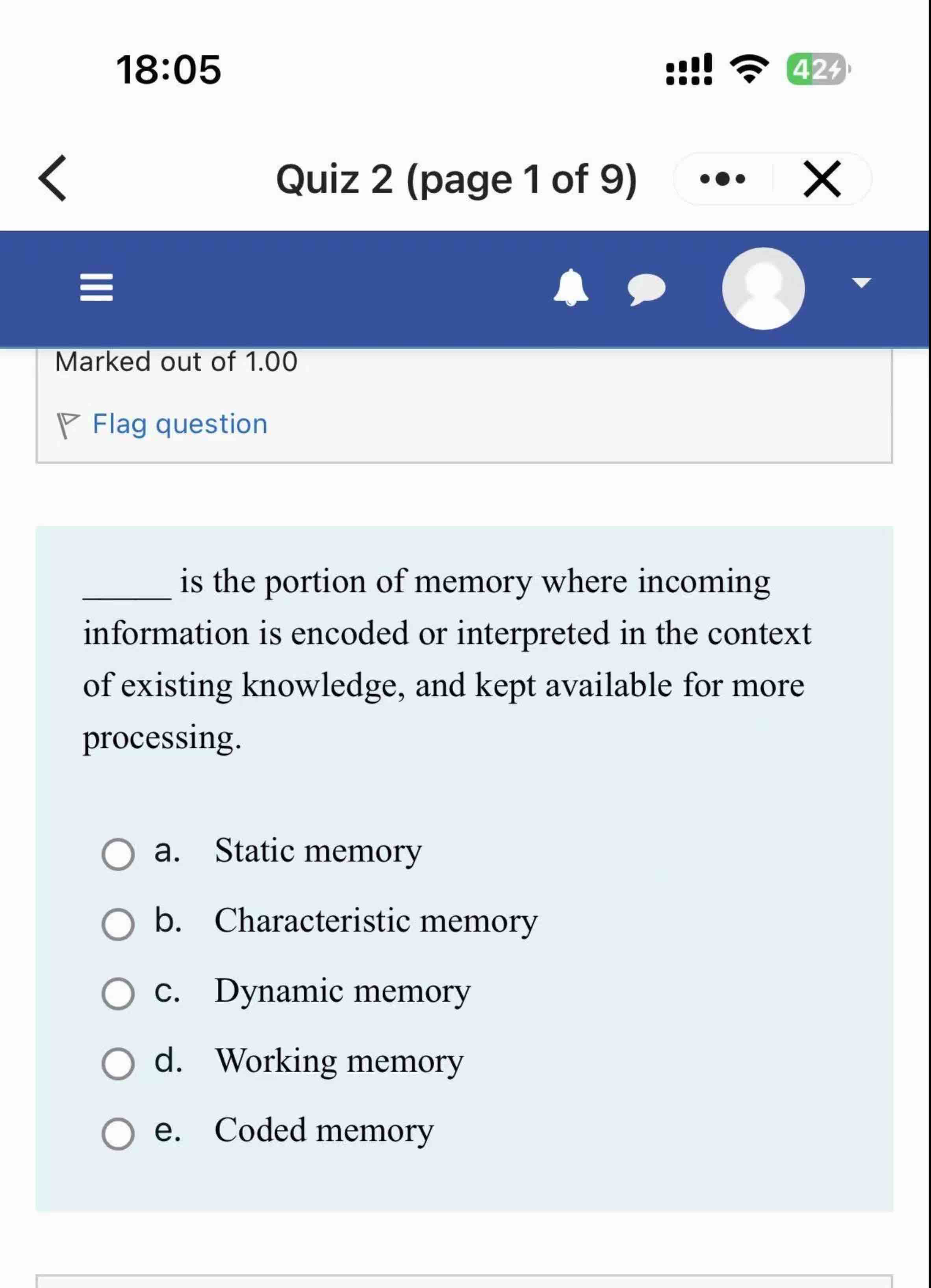 Solved Marked out of 1.00 ﻿Flag question is the portion of | Chegg.com