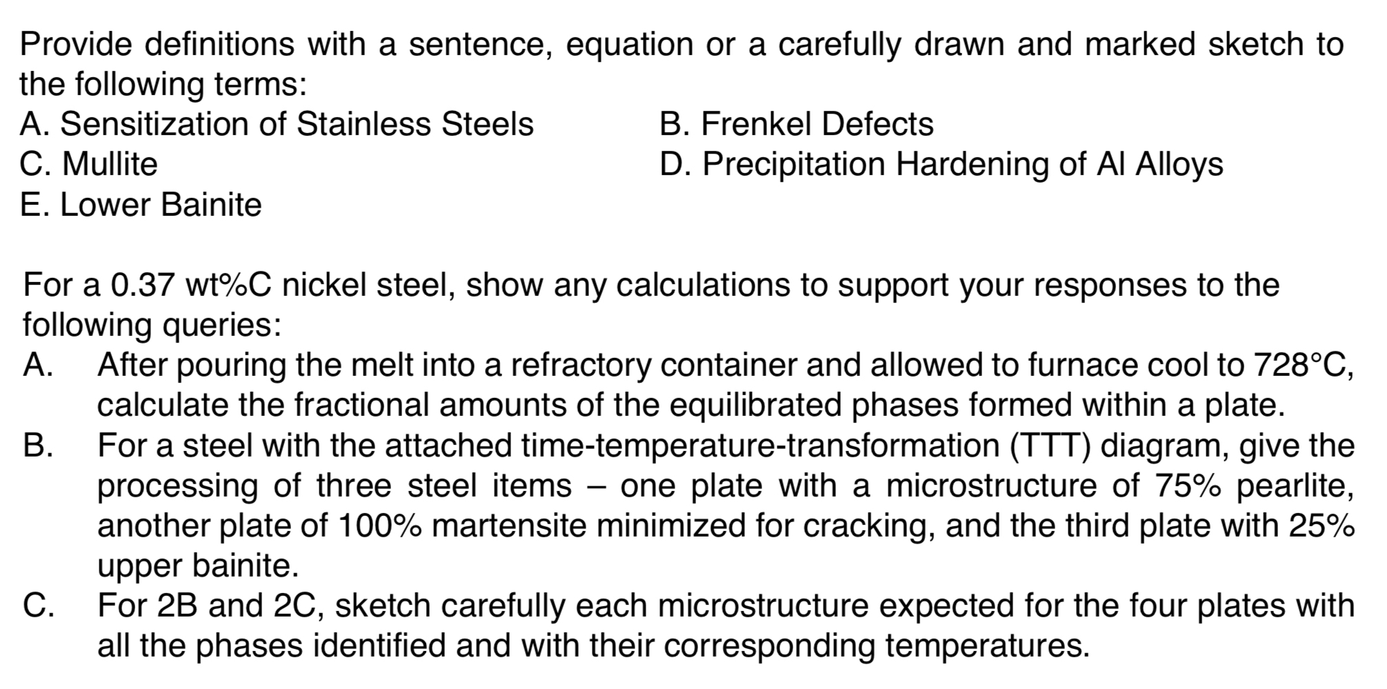 Solved Provide definitions with a sentence, equation or a | Chegg.com