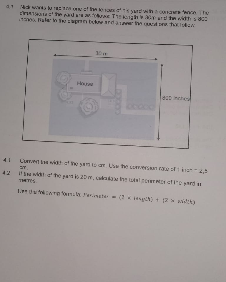 Solved 4.1 ﻿Nick wants to replace one of the fences of his | Chegg.com