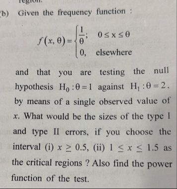 Solved (b) ﻿Given the frequency function | Chegg.com