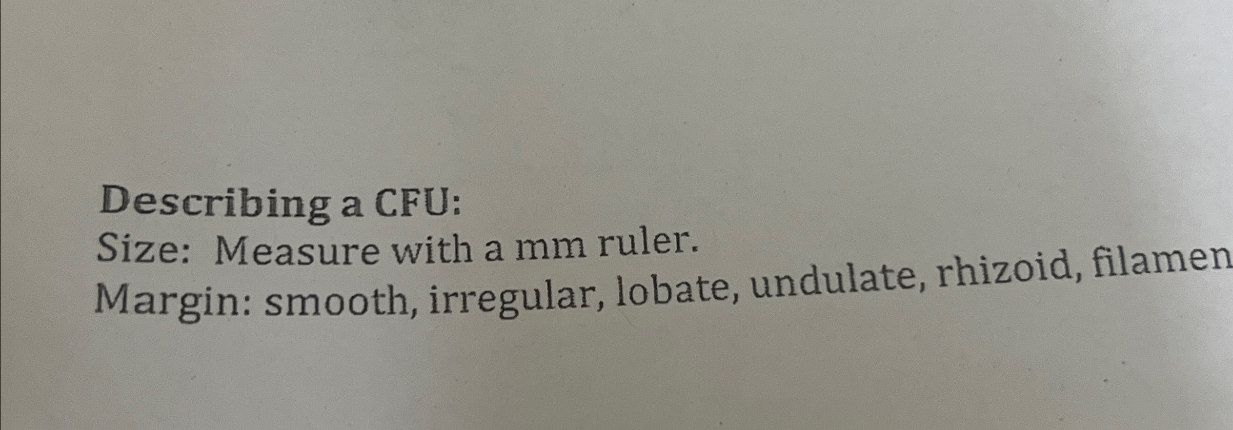 Solved Describing a CFU:Size: Measure with a mm | Chegg.com