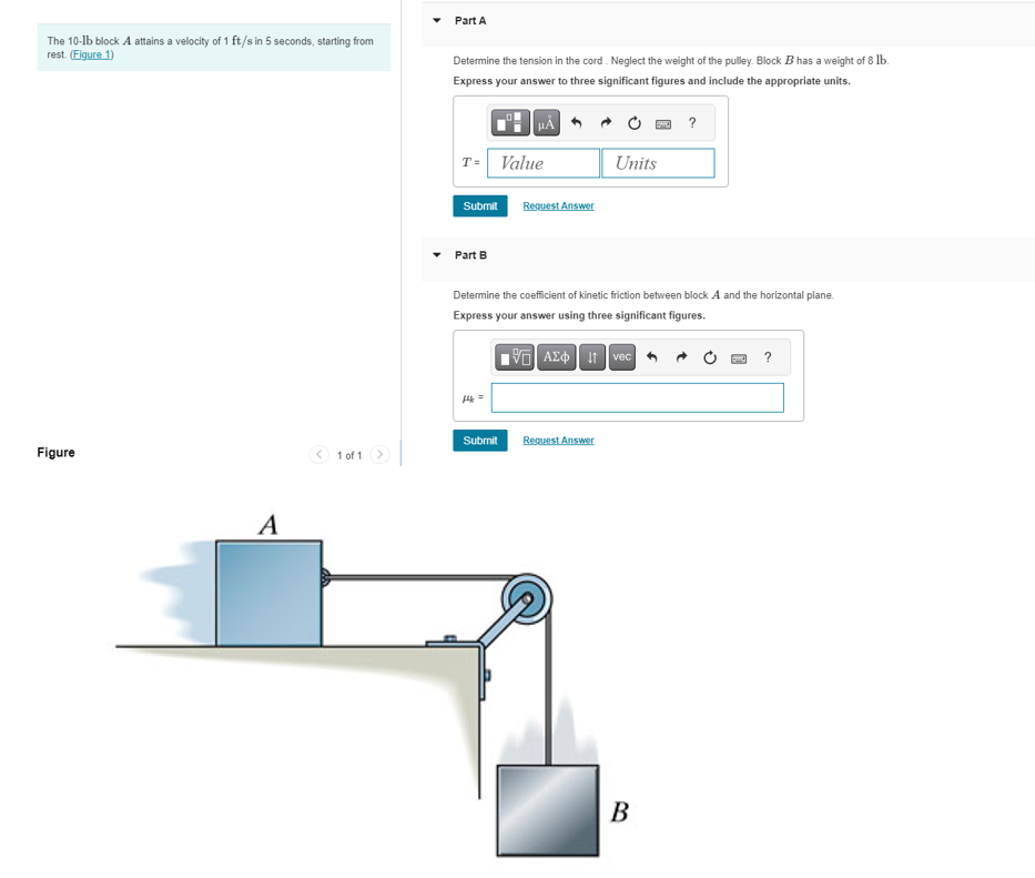 Solved The 10 -lb block A attains a velocity of 1fts ﻿in 5 | Chegg.com
