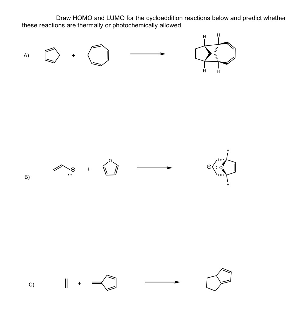 Solved Draw HOMO and LUMO for the cycloaddition reactions | Chegg.com