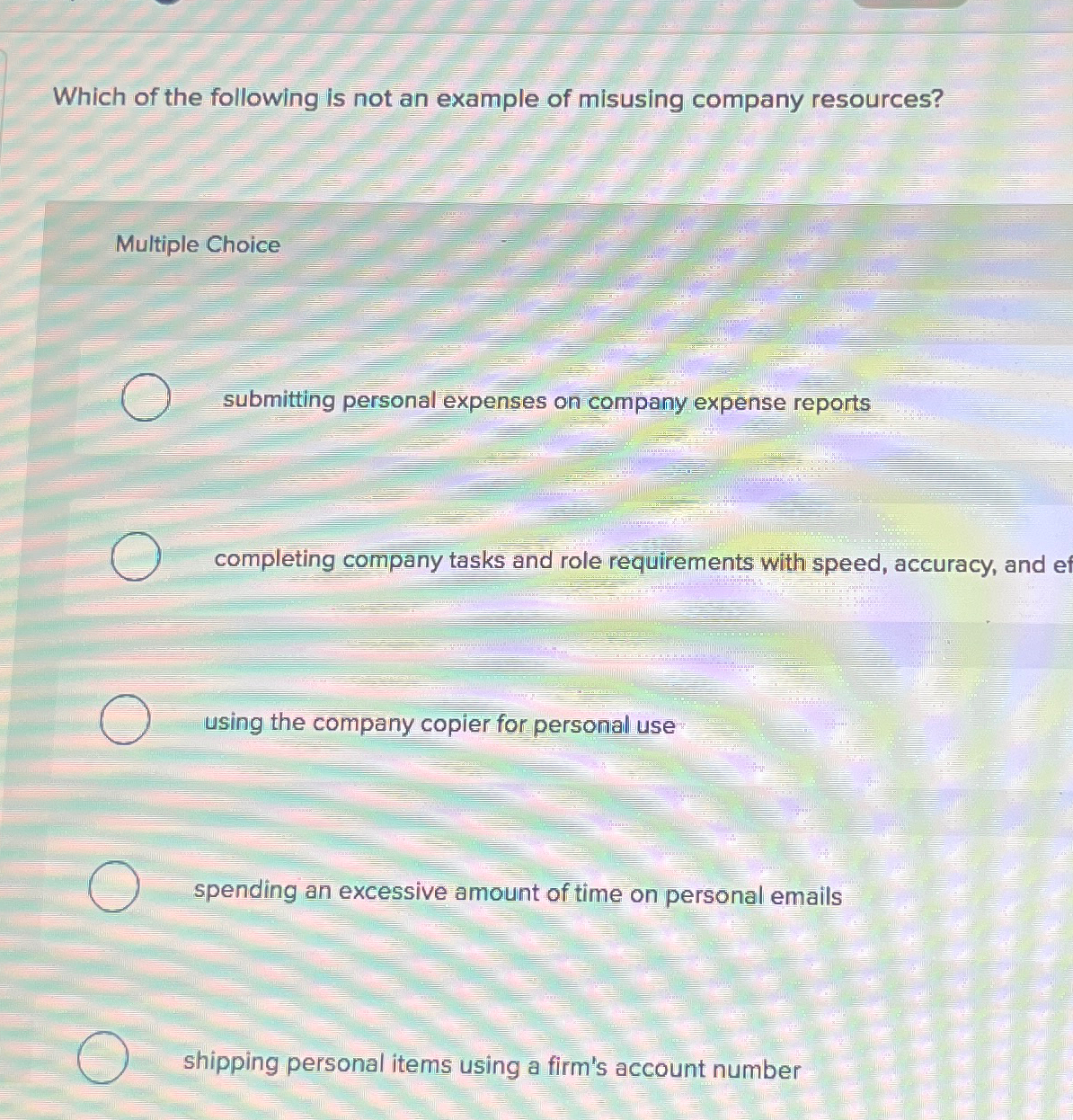 Solved Which of the following is not an example of misusing | Chegg.com