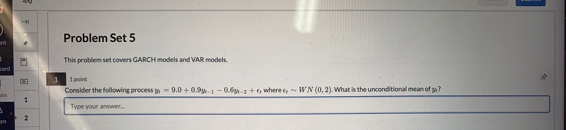 Solved Problem Set 5This problem set covers GARCH models and | Chegg.com