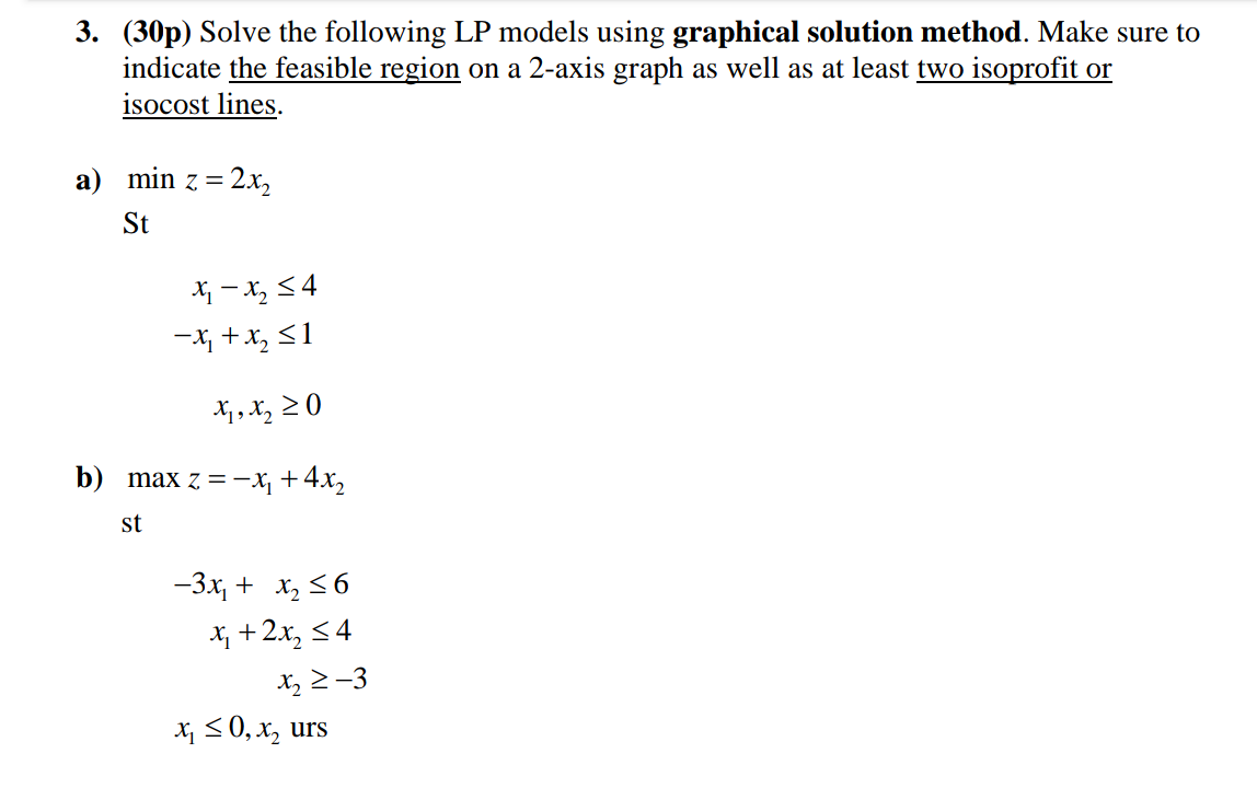 Solved (30p) ﻿Solve the following LP models using graphical | Chegg.com
