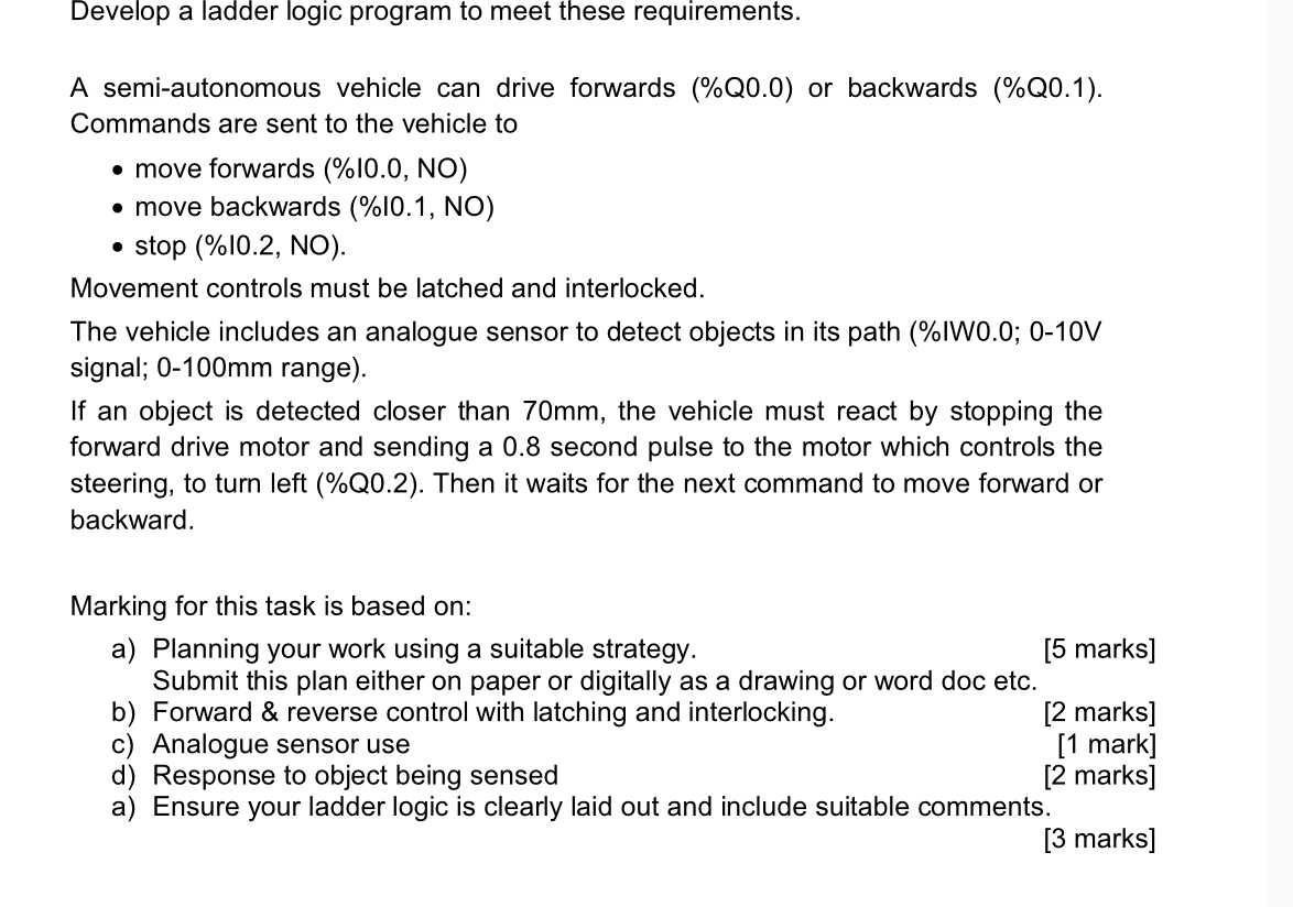 Solved Develop A Ladder Logic Program To Meet These 