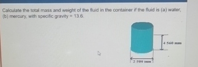 Solved Calculate the total mass and weight of the fluid in | Chegg.com