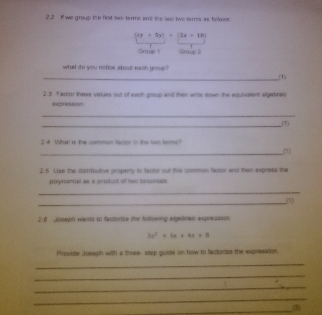 Solved 2.2 ﻿If we group the first two terms and the last two | Chegg.com