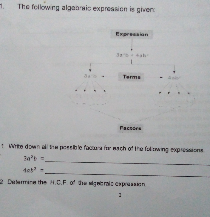 Solved The following algebraic expression is given: 1 ﻿Write | Chegg.com