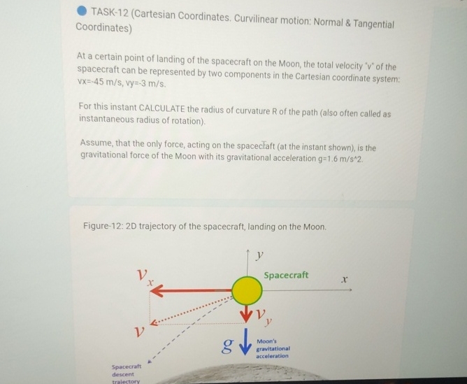 Solved TASK-12 (Cartesian Coordinates. Curvilinear motion: | Chegg.com