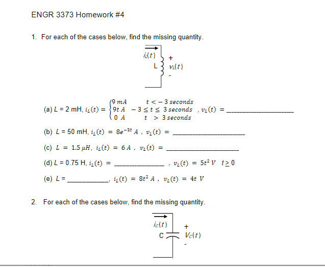 Solved ENGR 3373 ﻿Homework #4For each of the cases below, | Chegg.com