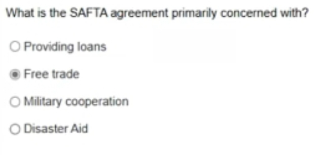 Solved What is the SAFTA agreement primarily concerned with? | Chegg.com