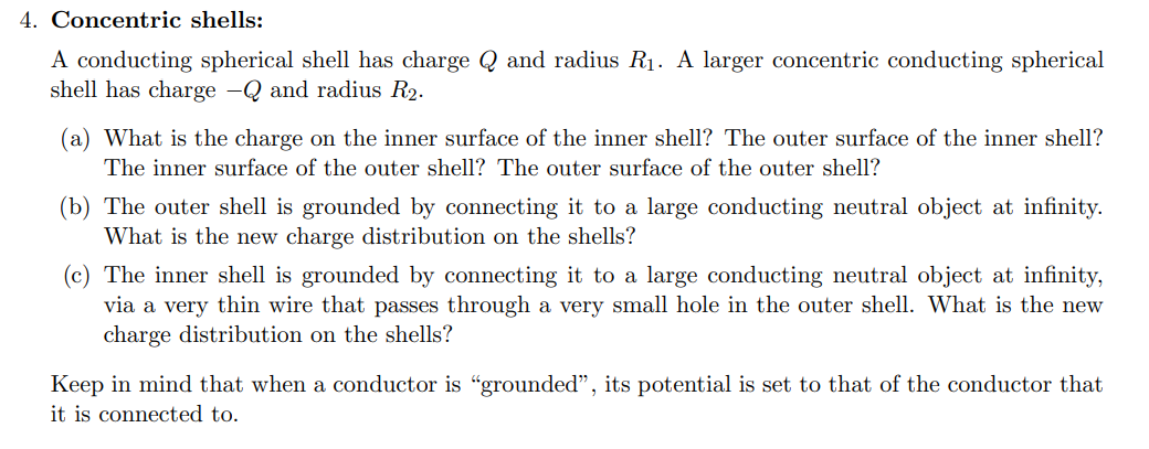 Solved Concentric shells: A conducting spherical shell has | Chegg.com