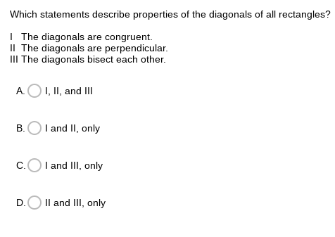 Solved Which statements describe properties of the diagonals | Chegg.com