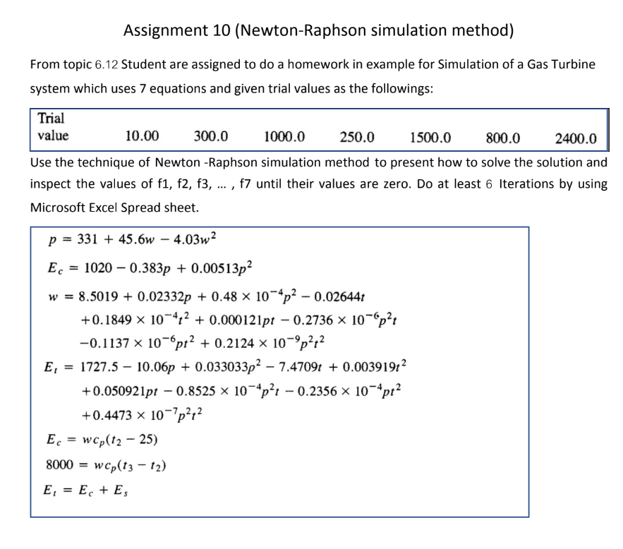 Solved Assignment 10 (Newton-Raphson simulation method)From | Chegg.com
