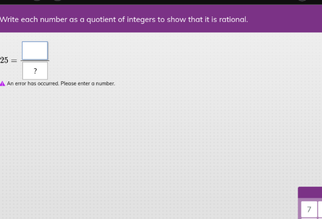 Solved \[ 25= \] ﻿An error has occurred. Please enter a | Chegg.com