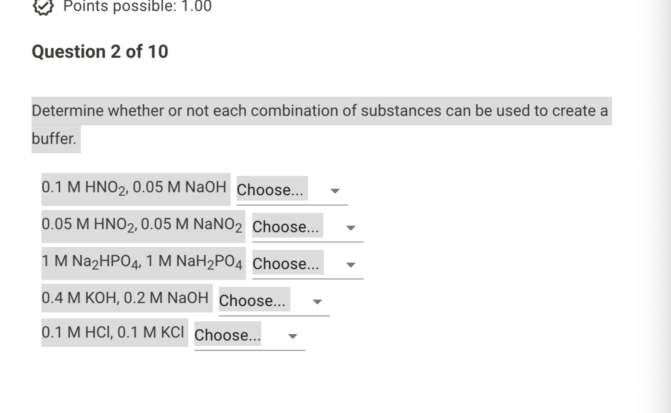 Solved Points possible: 1.00 ﻿Question 2 ﻿of 10 ﻿Determine | Chegg.com