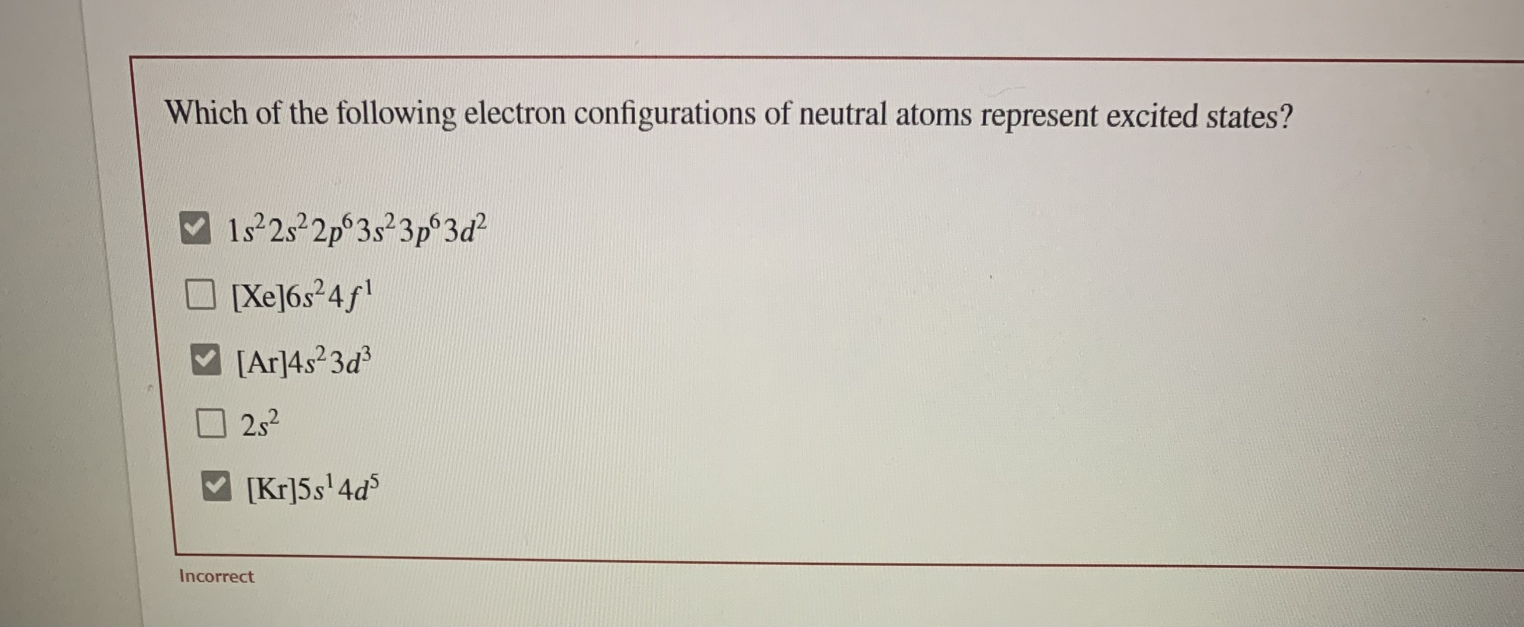 Solved Which Of The Following Electron Configurations Of