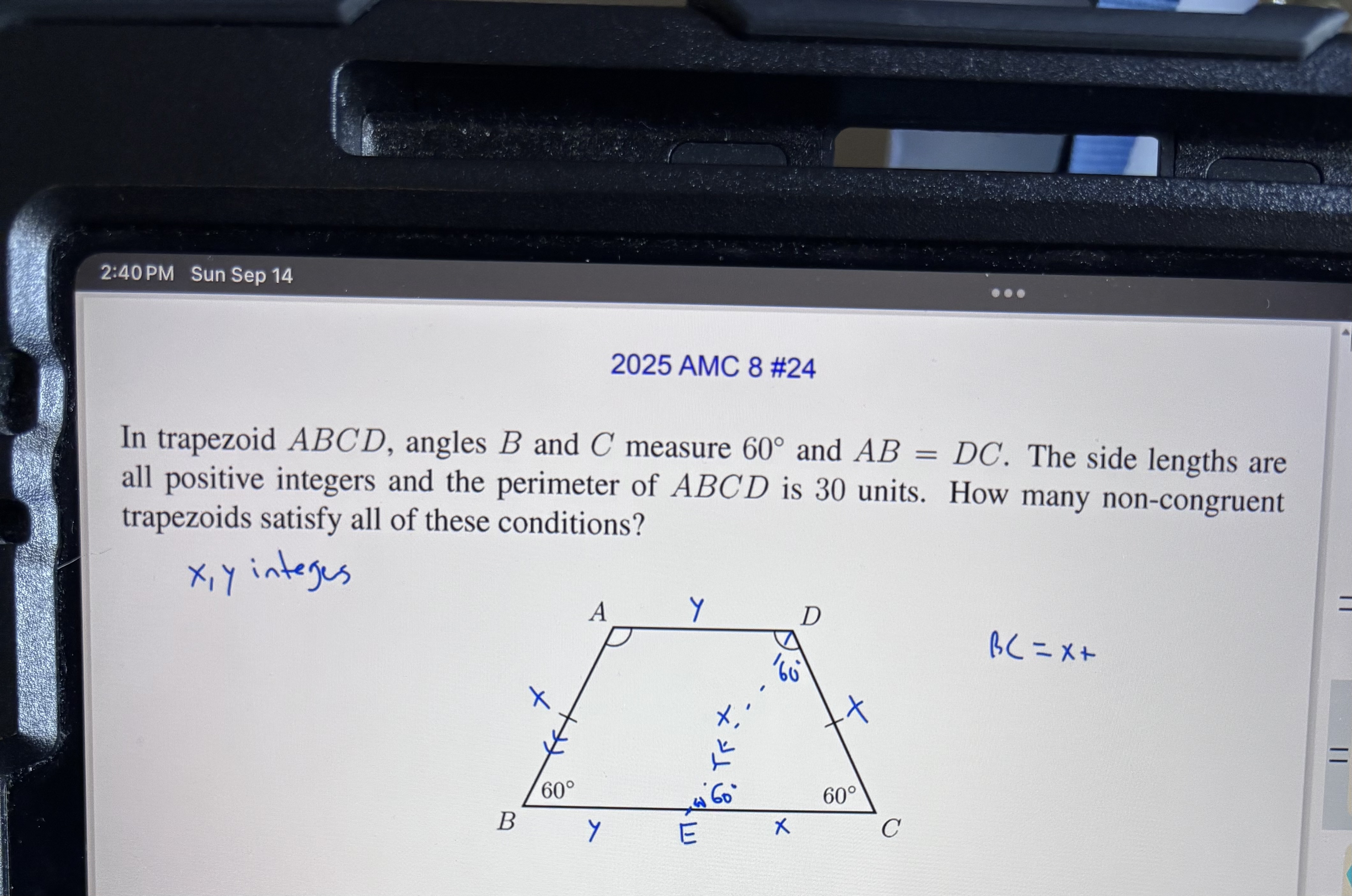 Solved code class="asciimath">2025 ﻿AMC 8 ﻿#24 ﻿In trapezoid | Chegg.com